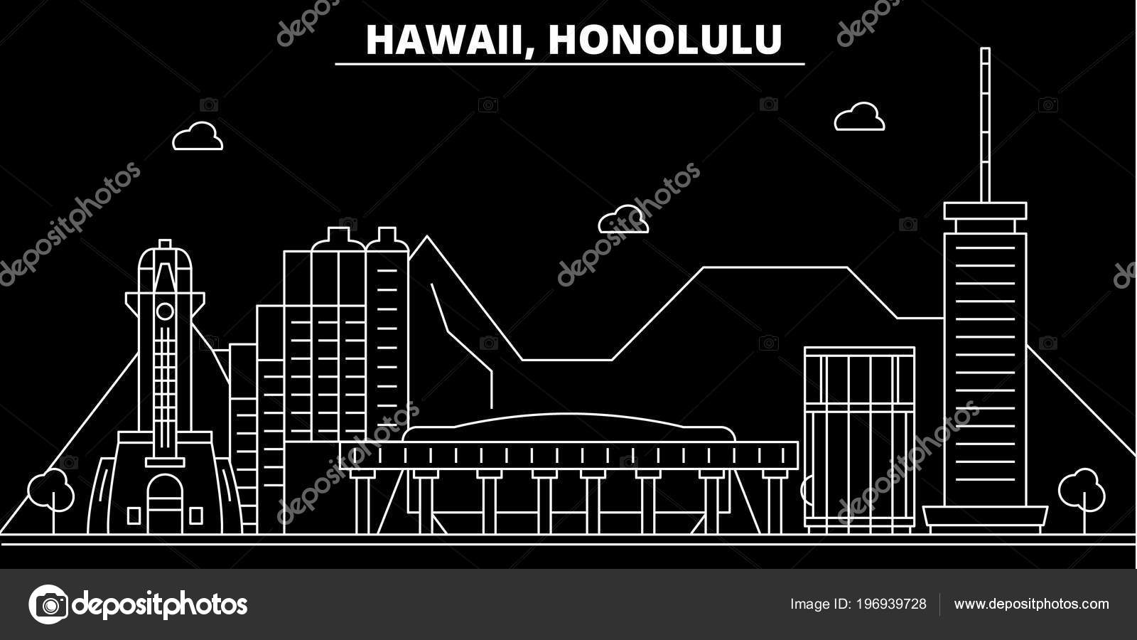Honolulu silhouette skyline. USA - Honolulu vector city, american ...