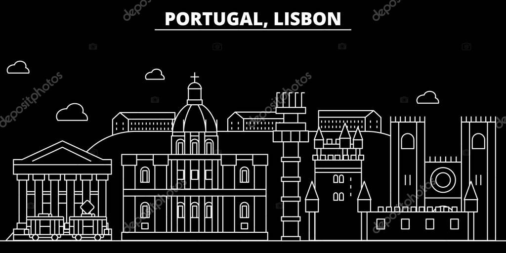 Línea de silueta de Lisboa. Portugal - Lisboa vector ciudad ...