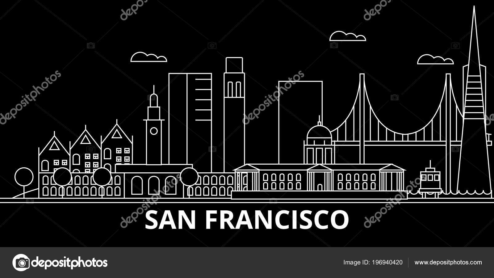 San Francisco city silhouette skyline. USA - San Francisco vector ...