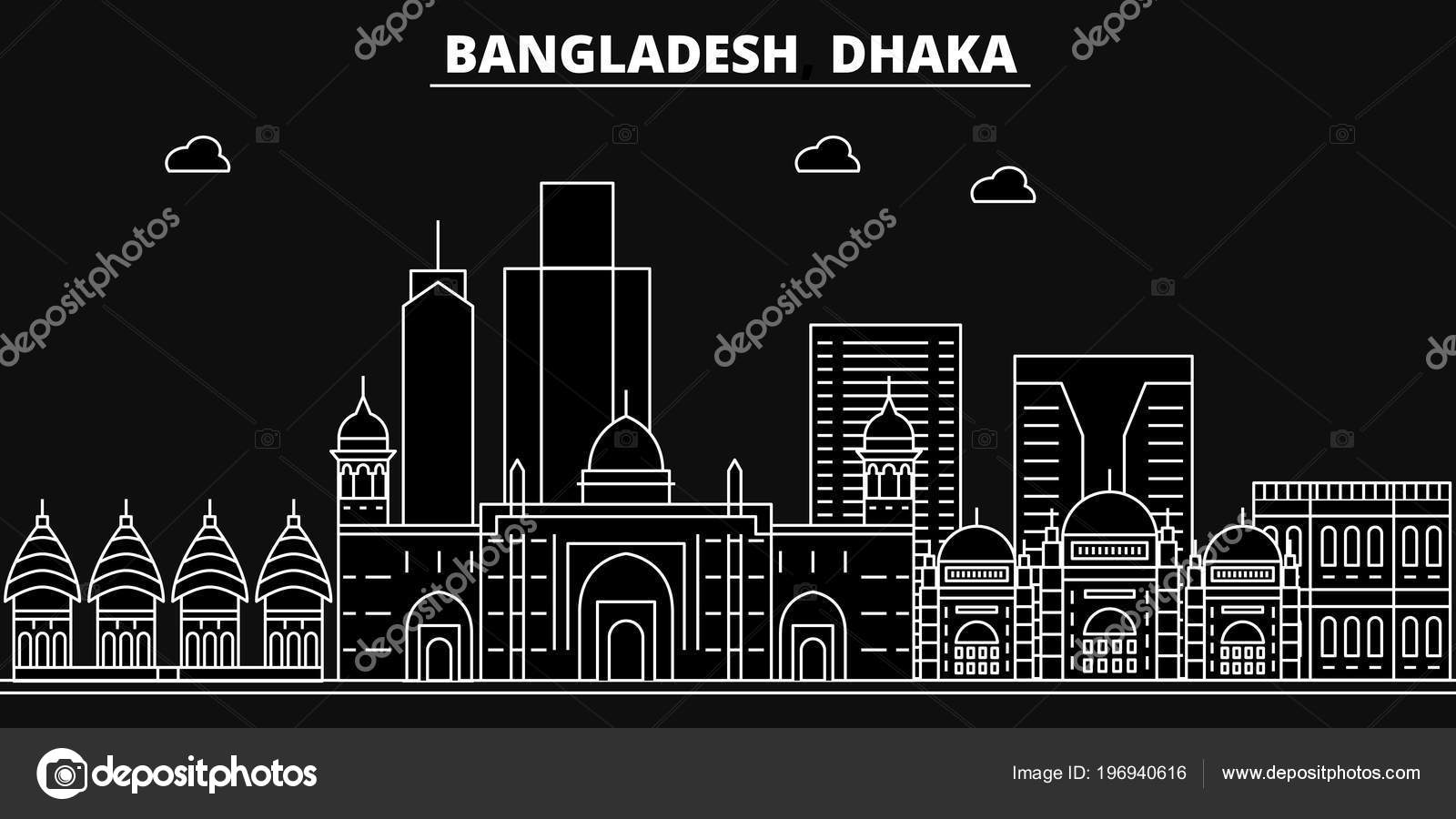 Dhaka silhouette skyline. Bangladesh - Dhaka vector city, bangladeshi ...