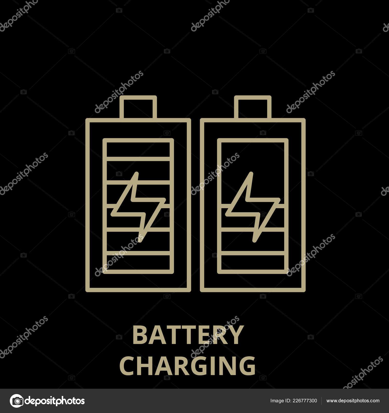Battery charging line icon concept. Battery charging vector linear ...