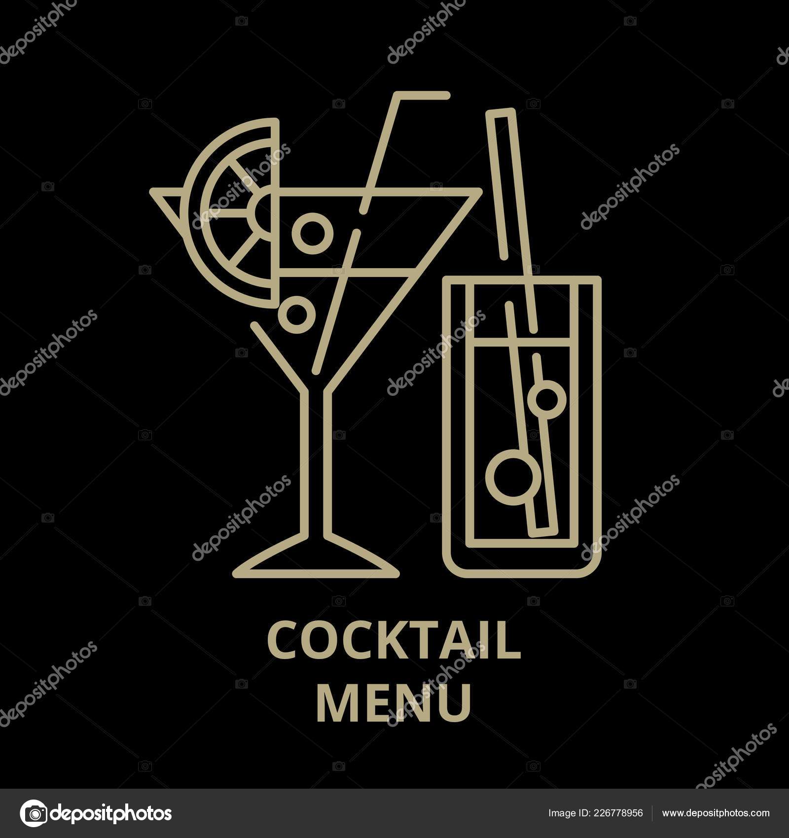 Cocktail Menu Line Icon Concept Cocktail Menu Vector Linear Illustration Symbol Sign Stock