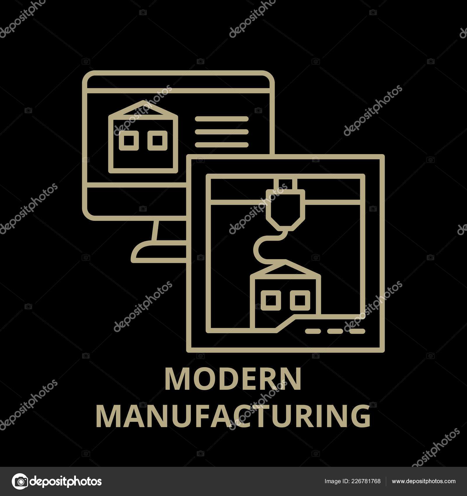 Concepto de icono de línea de fabricación moderna. Ilustración lineal ...