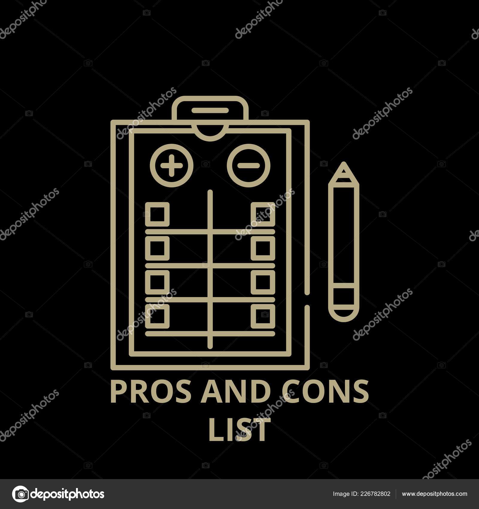 Pros and cons list line icon concept. Pros and cons list vector linear ...
