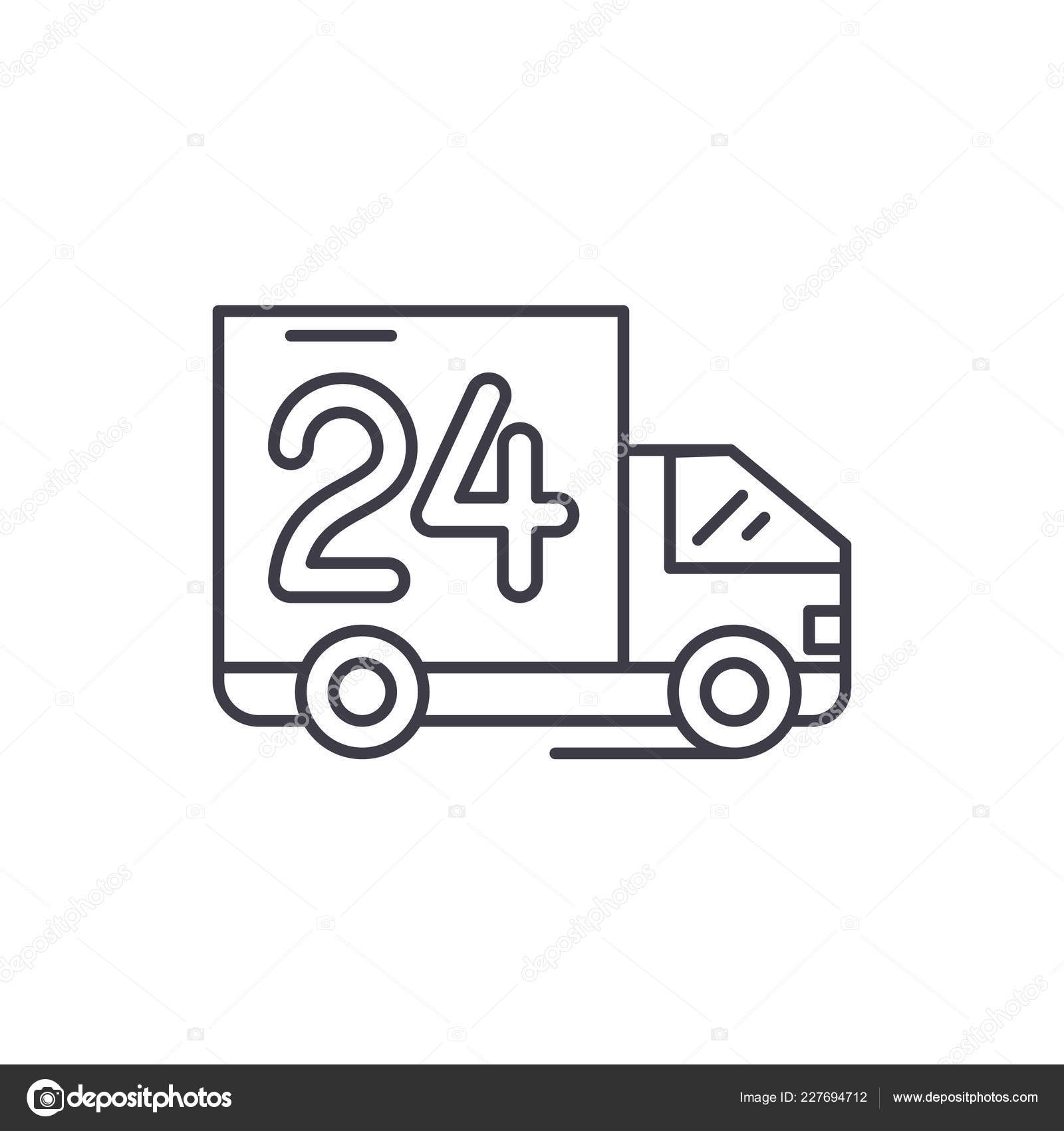24 hours delivery line icon concept. 24 hours delivery vector linear ...