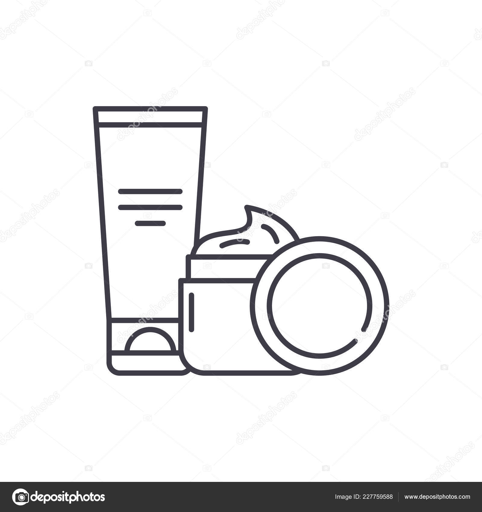 Cosmetic creams line icon concept. Cosmetic creams vector linear ...