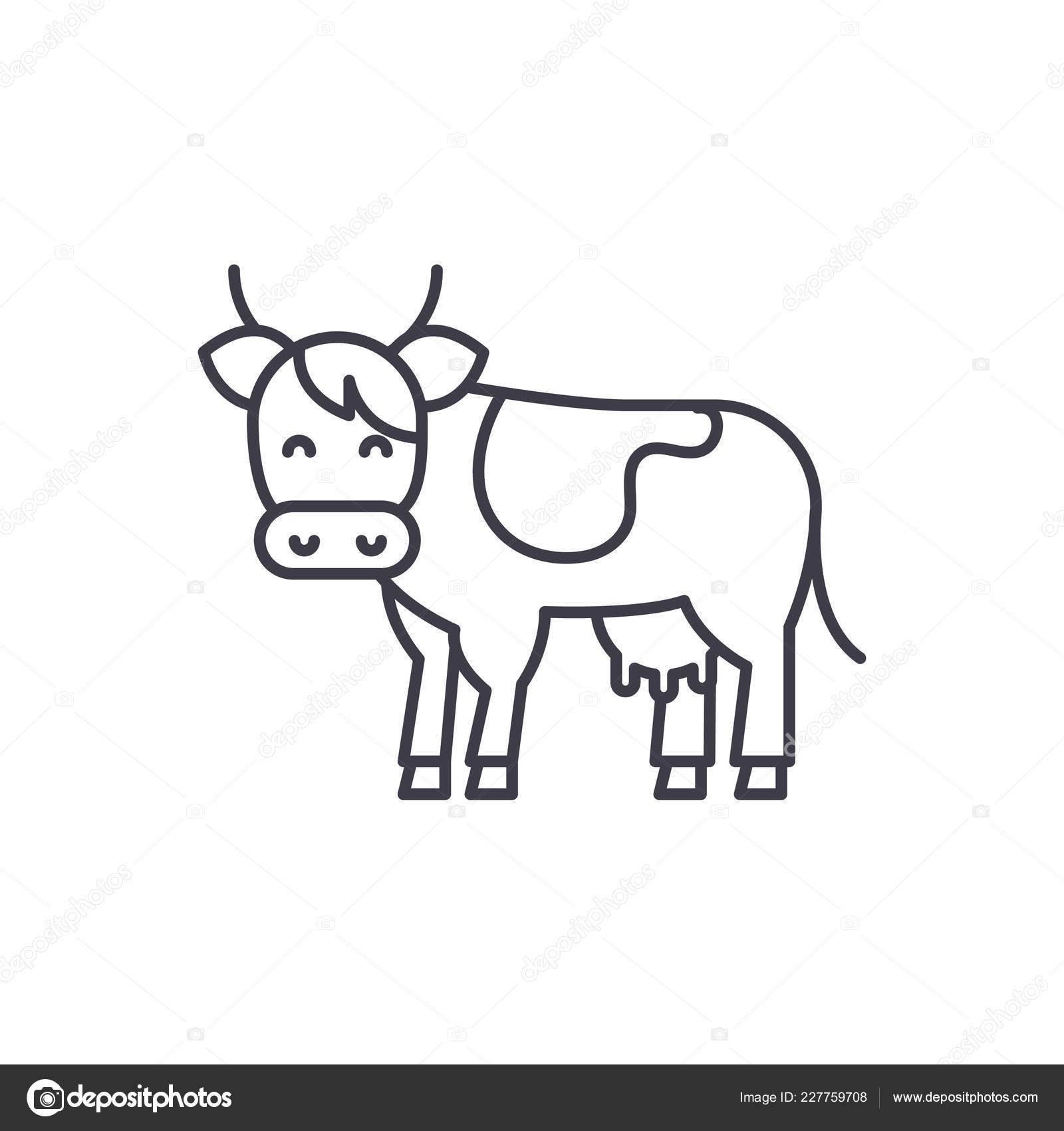Image vectorielle Concept d'icône de ligne de vache. Vache vecteur ...