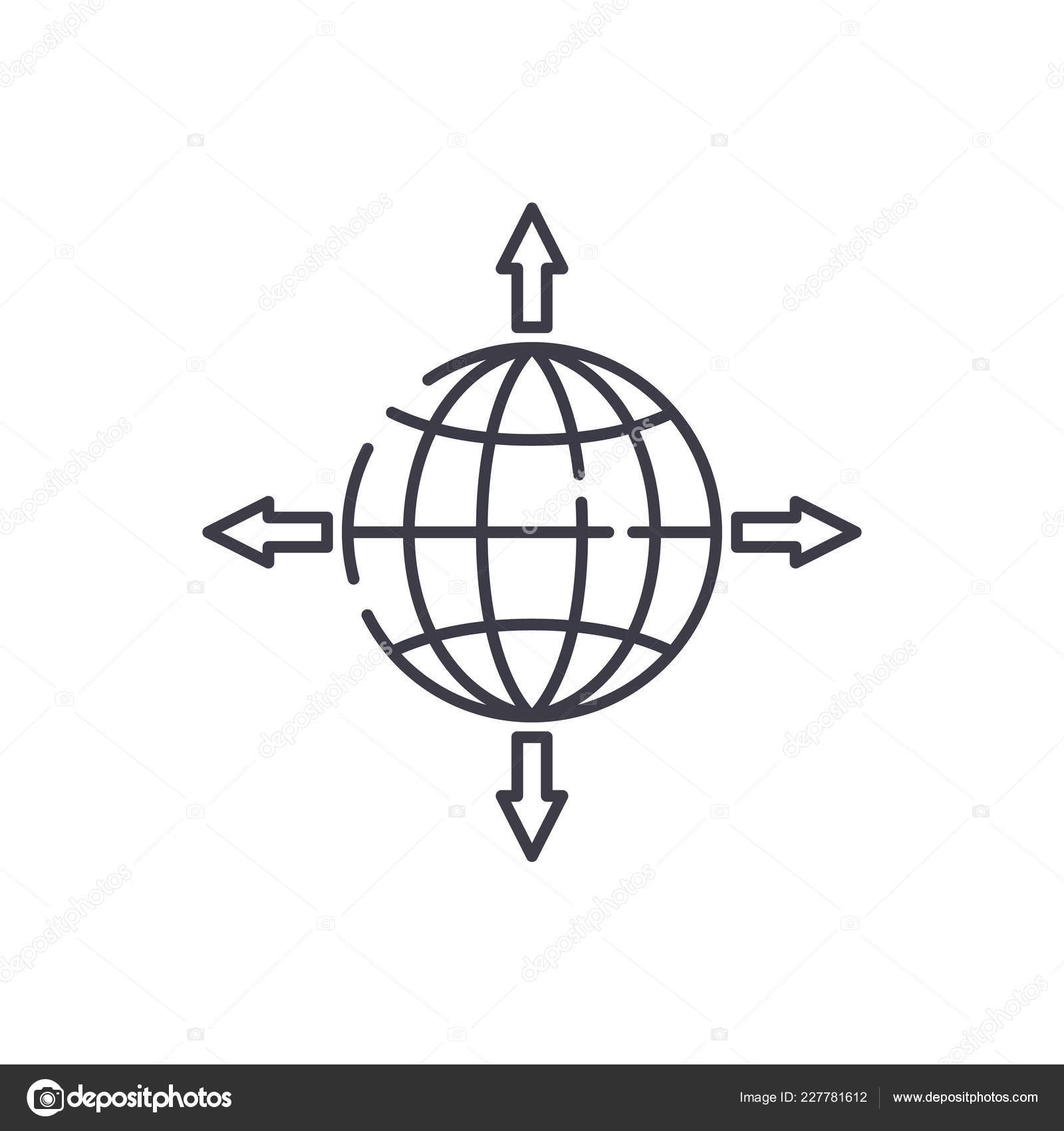 Global sales channels line icon concept. Global sales channels vector ...