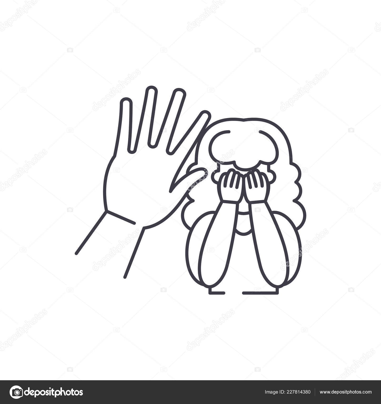 Conceito de ícone de linha de agressão física. Agressão física vetor ...