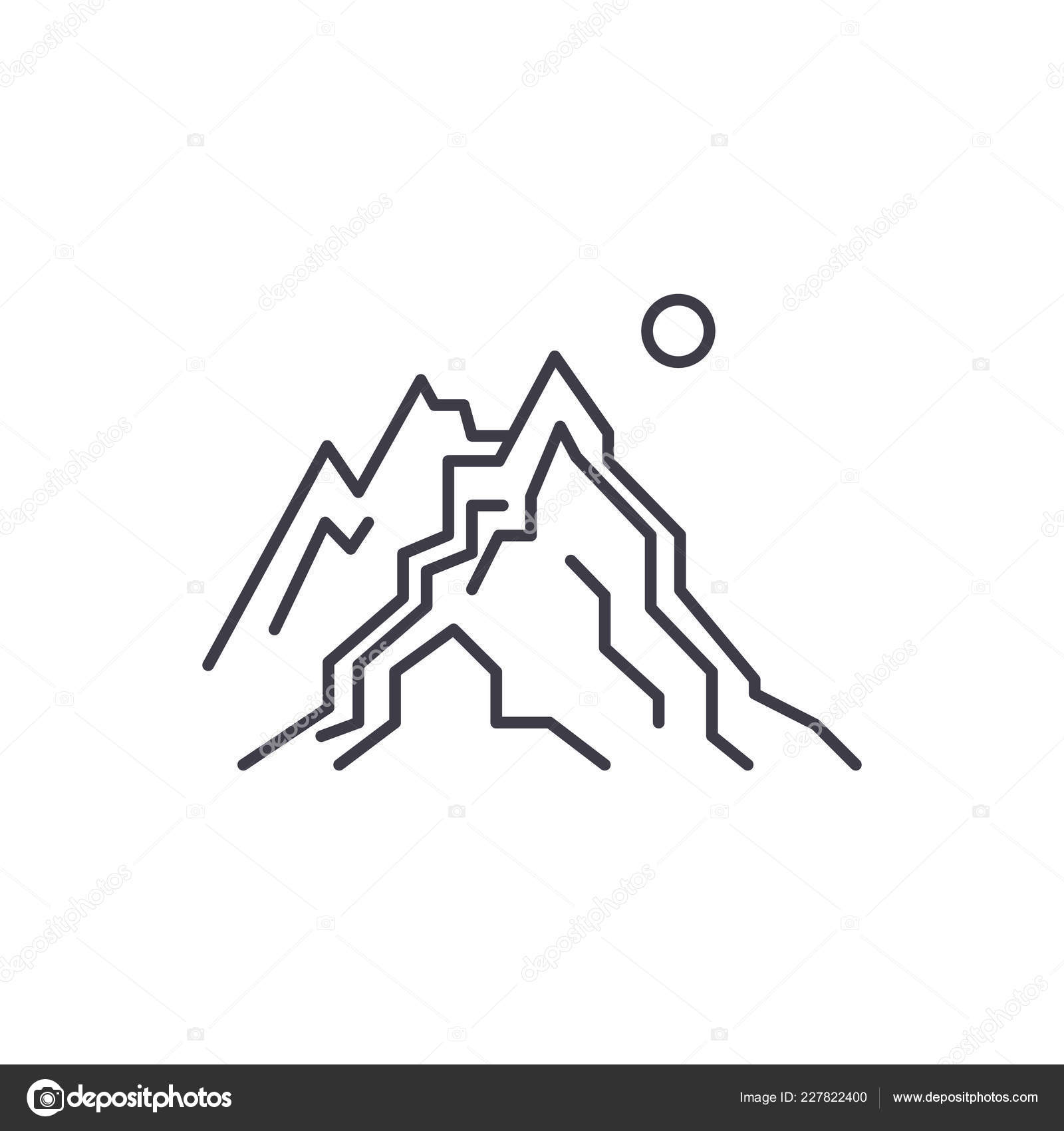 The mountains line icon concept. The mountains vector linear ...