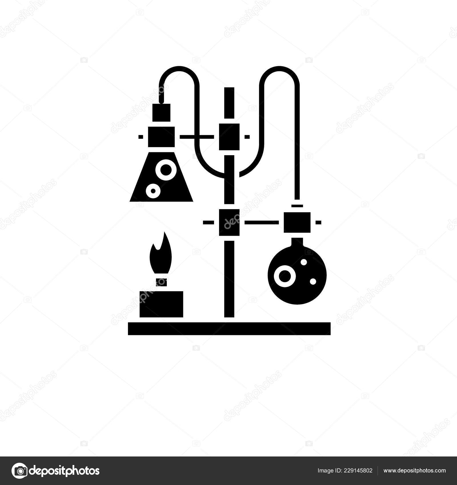 Chemistry lab black icon, vector sign on isolated background. Chemistry ...