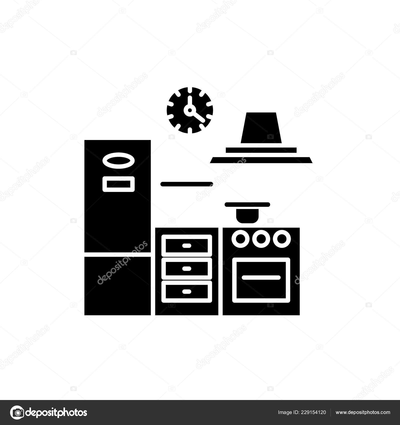 Kitchen Black Icon Concept Vector Sign Isolated Background Kitchen ...
