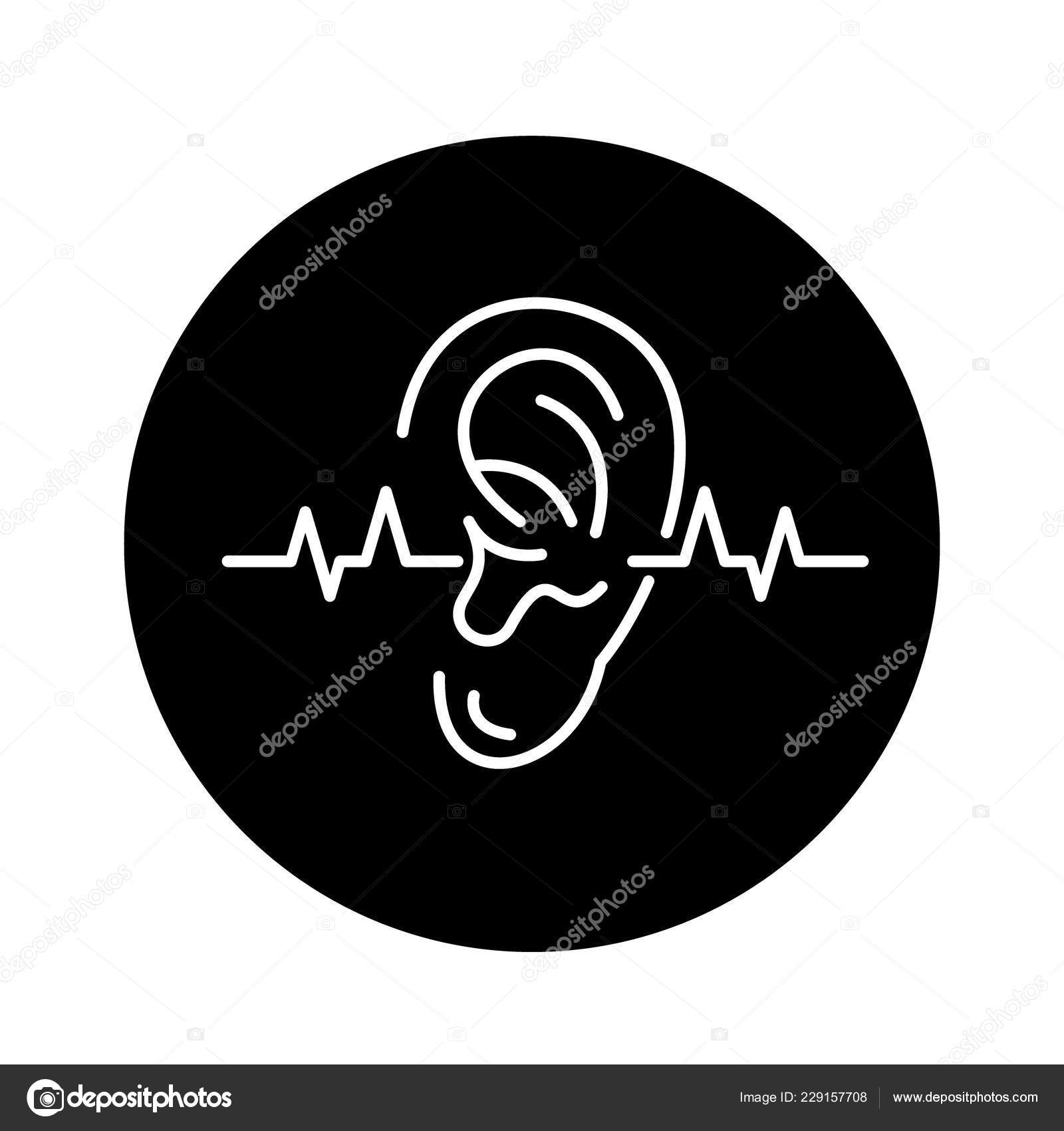 Hearing test black icon, vector sign on isolated background. Hearing ...