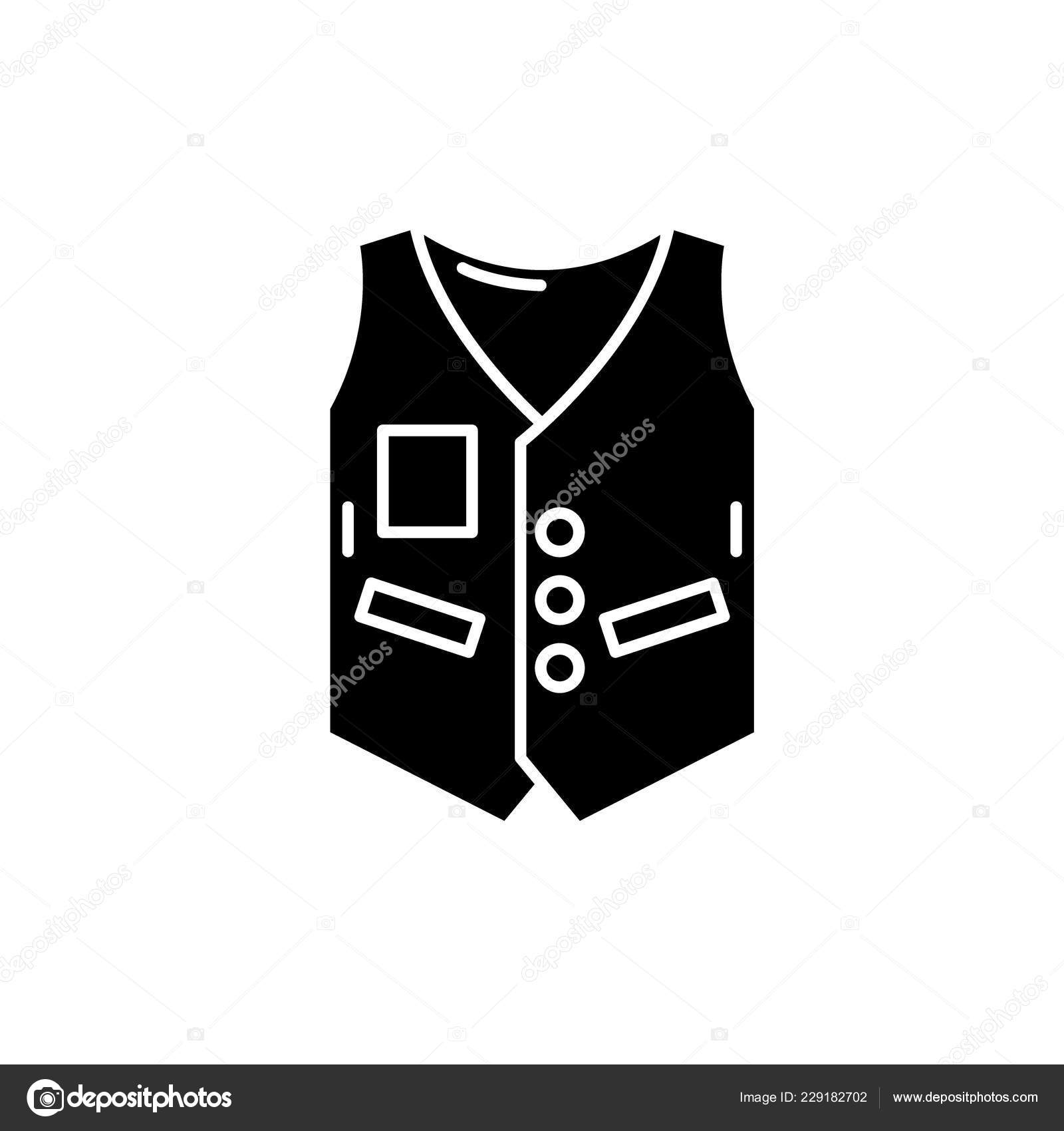 Work vest black icon, vector sign on isolated background. Work vest ...