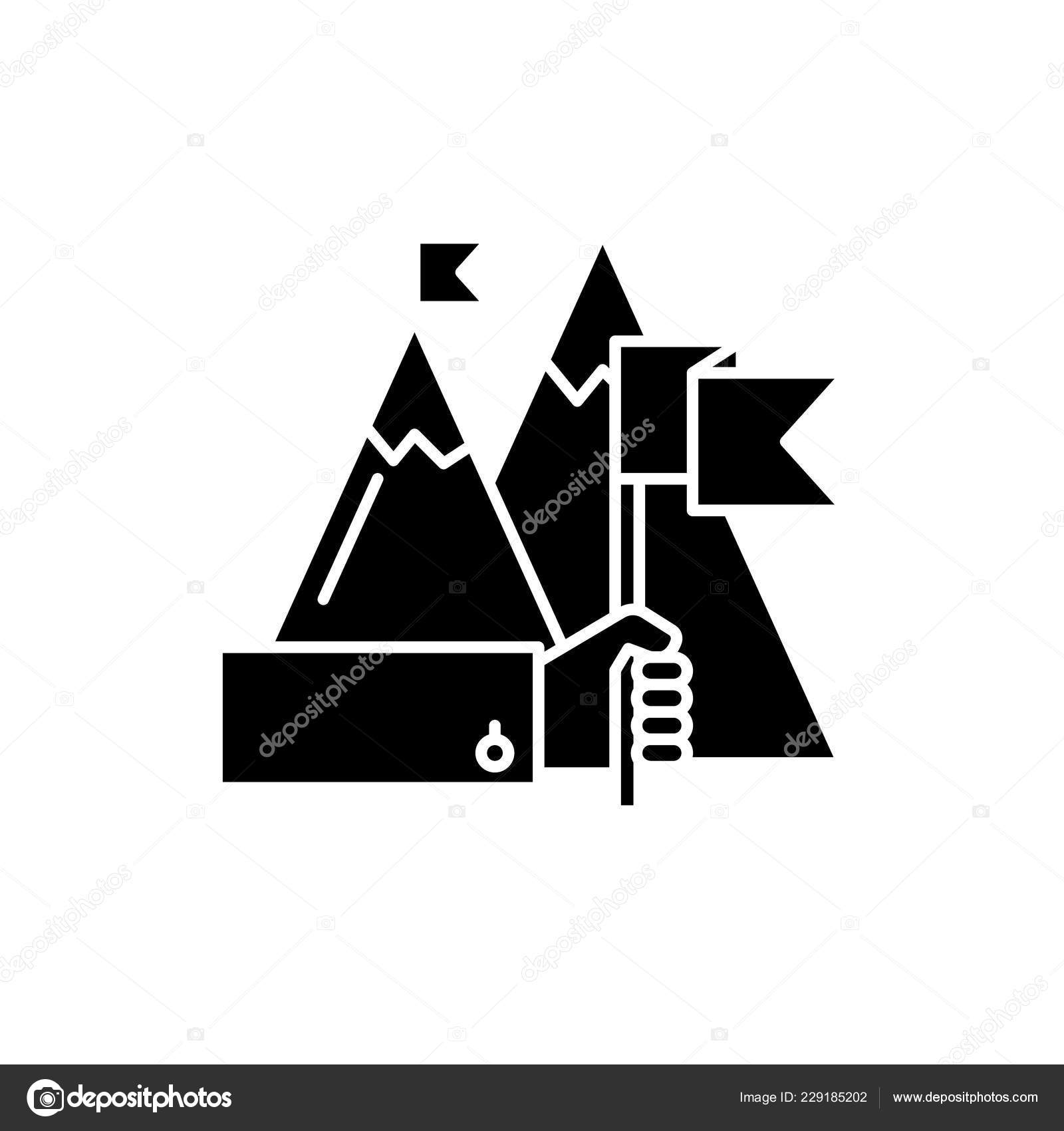 Ambitious goals black icon, vector sign on isolated background ...