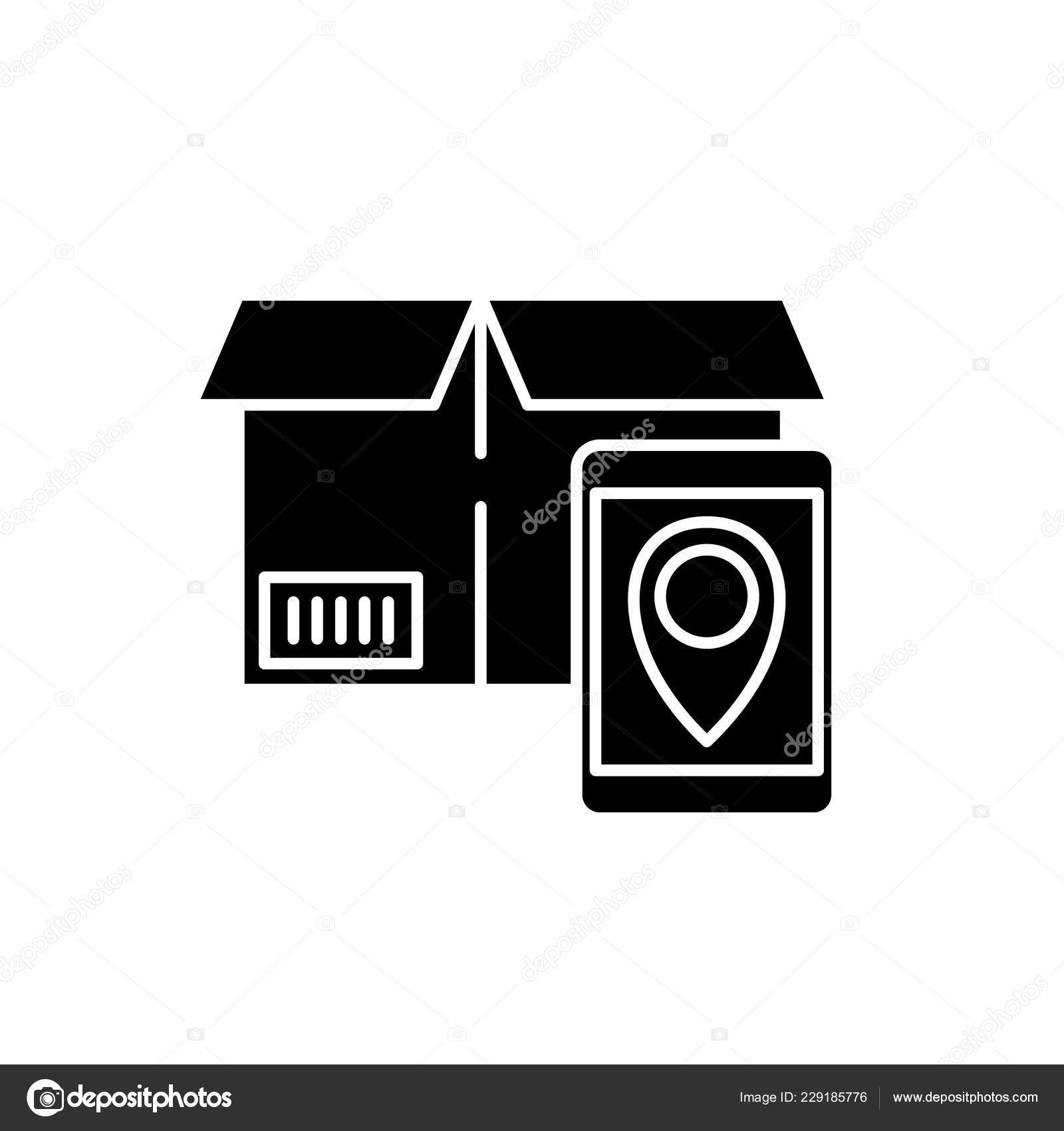 Tracking number black icon, vector sign on isolated background ...