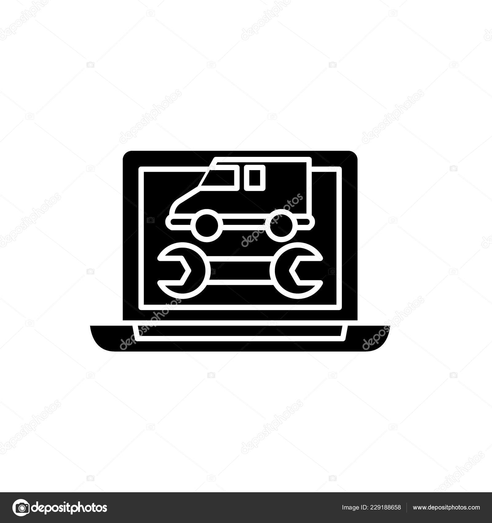 Computer diagnostics black icon, vector sign on isolated background. Computer diagnostics ...