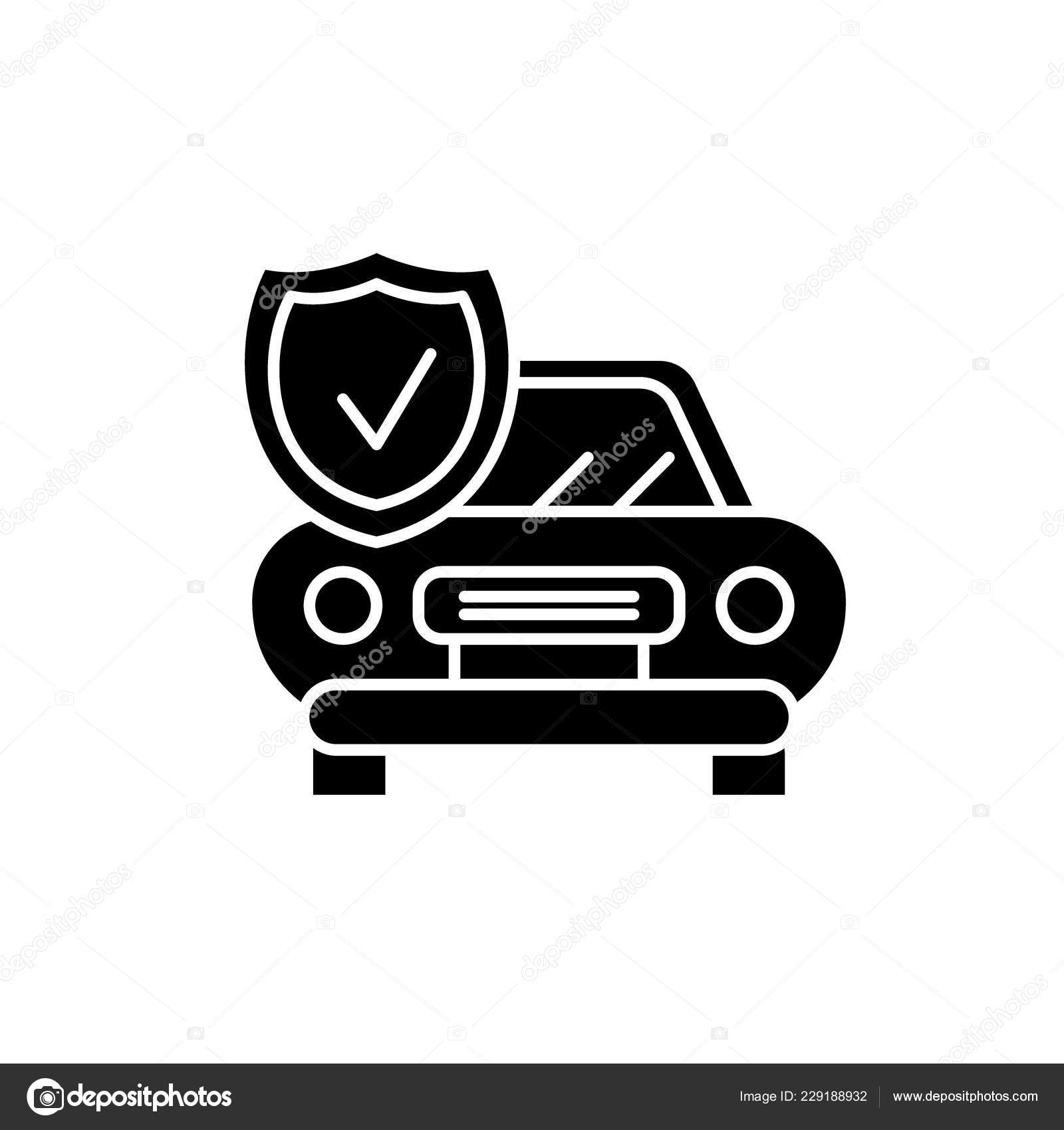 Auto insurance black icon, vector sign on isolated background. Auto ...