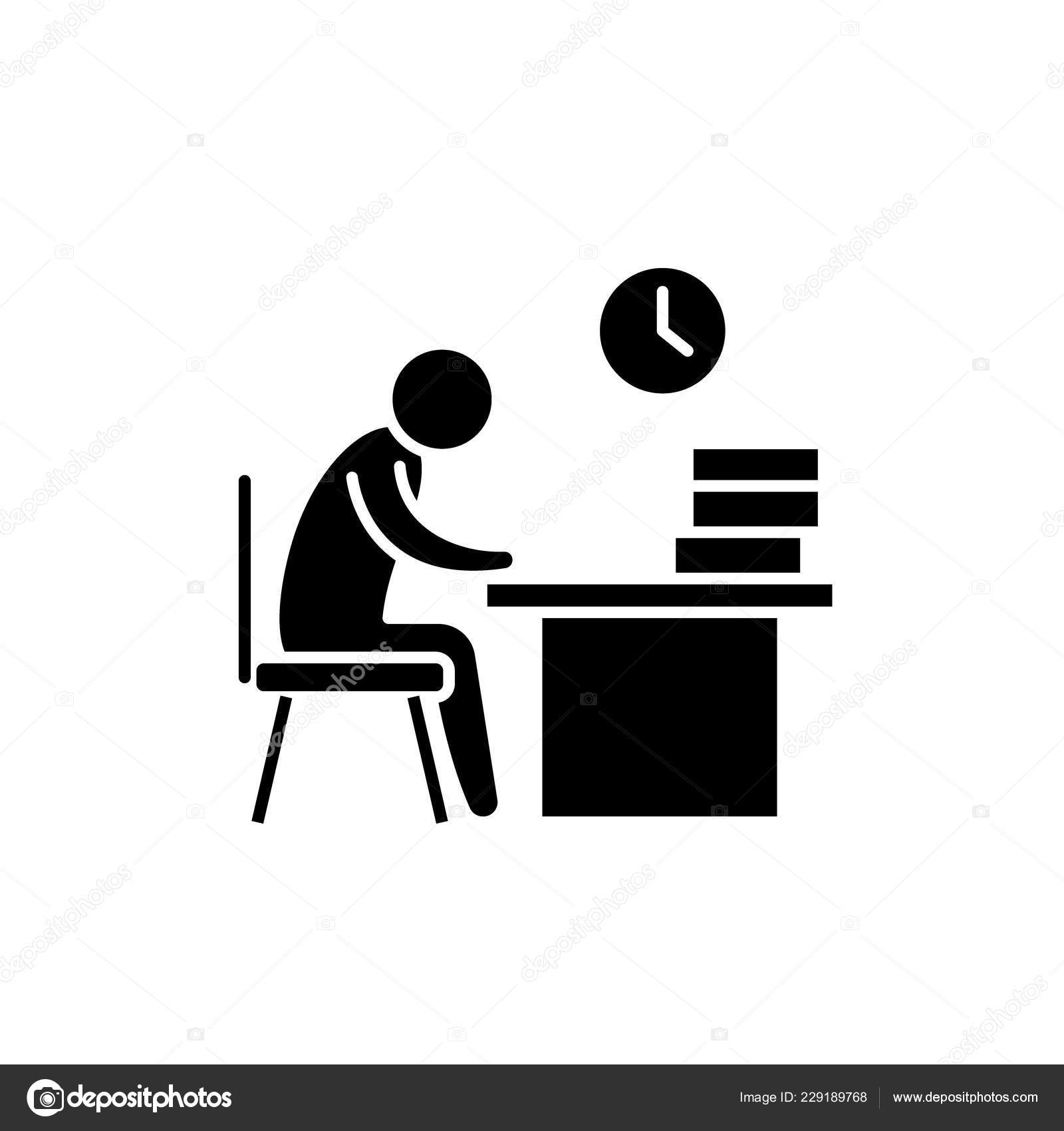 Working day black icon, vector sign on isolated background. Working day ...