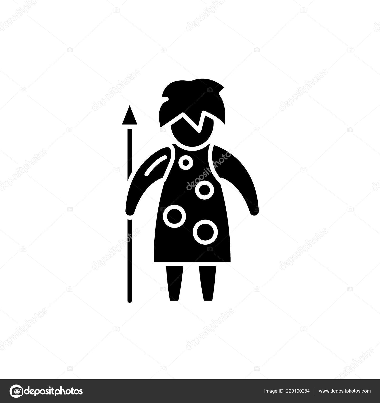 Prehistoric man black icon, vector sign on isolated background ...