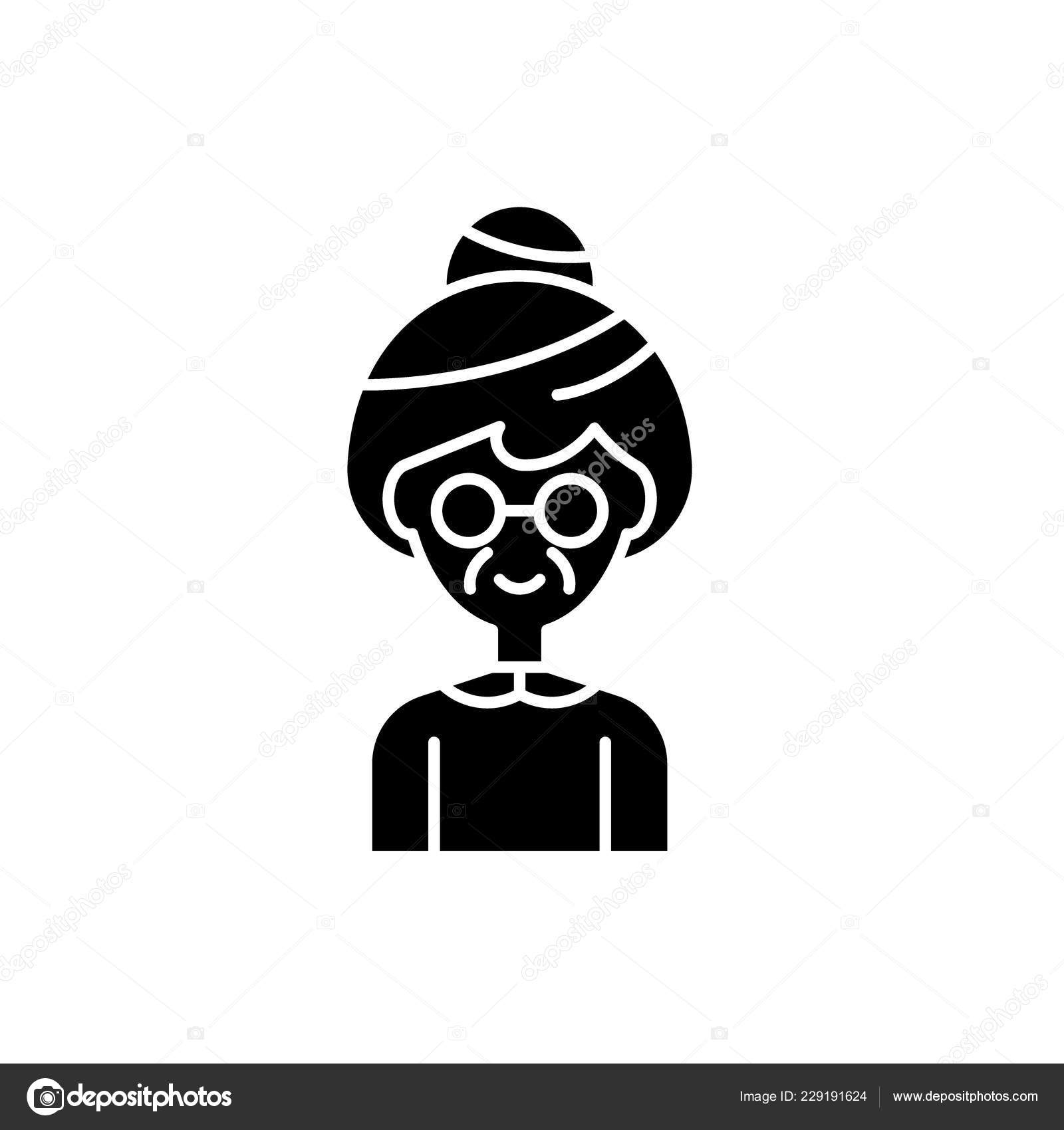 Grandmother black icon, vector sign on isolated background. Grandmother ...