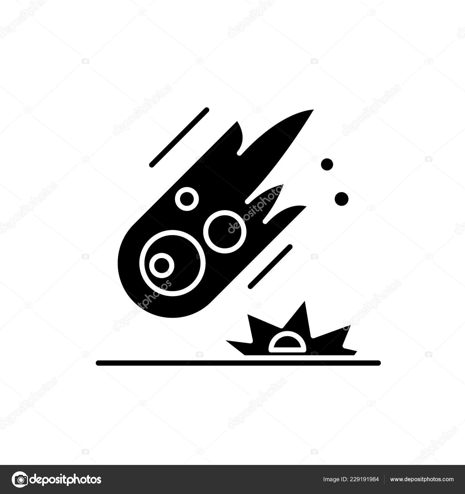 Comet black icon, vector sign on isolated background. Comet concept ...
