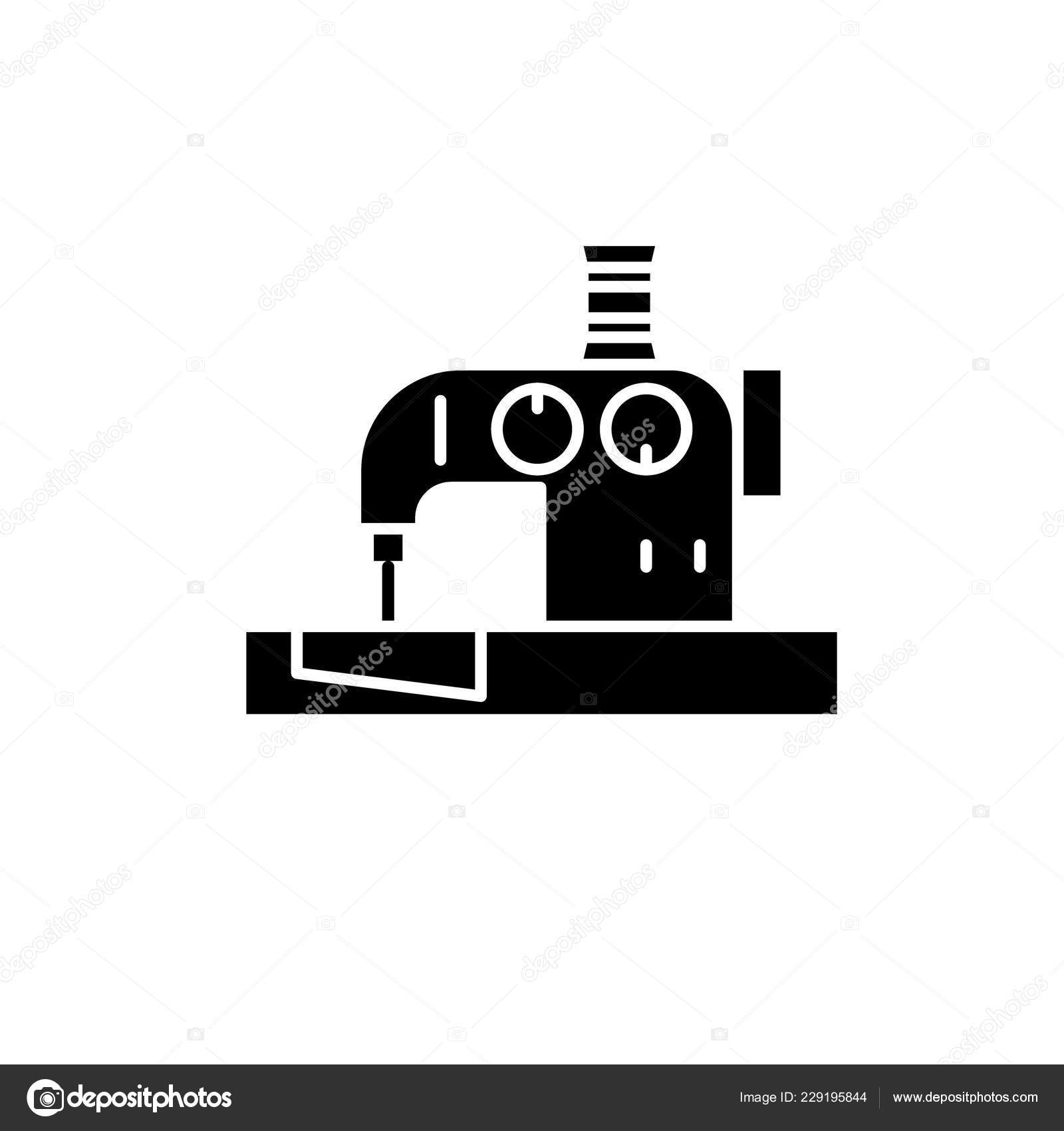 Sewing Machine Black Icon Vector Sign On Isolated Background Sewing