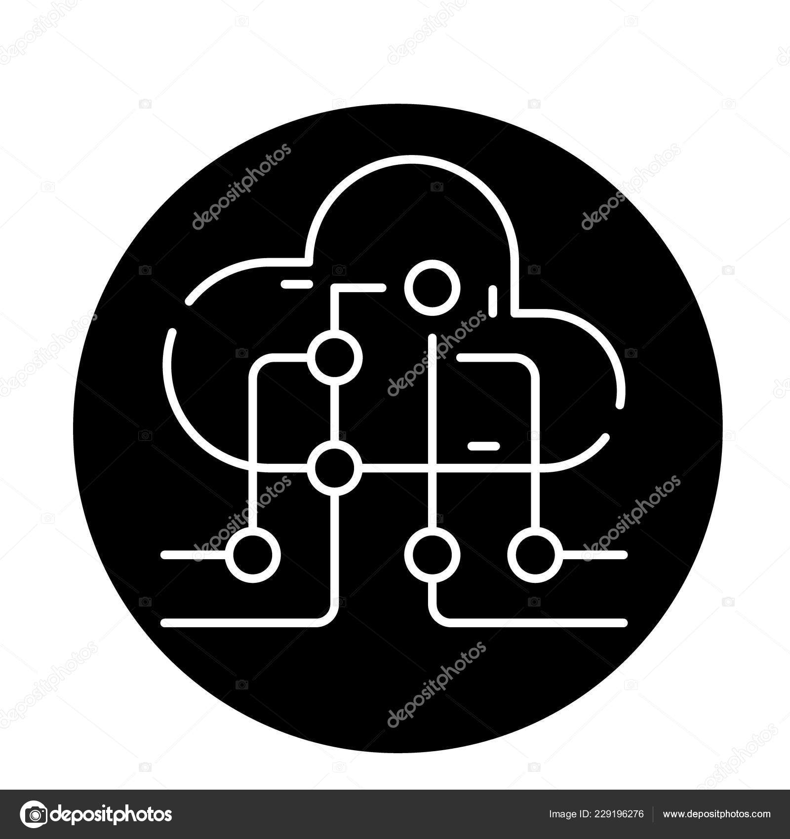 Cloud information technology black icon, vector sign on isolated ...
