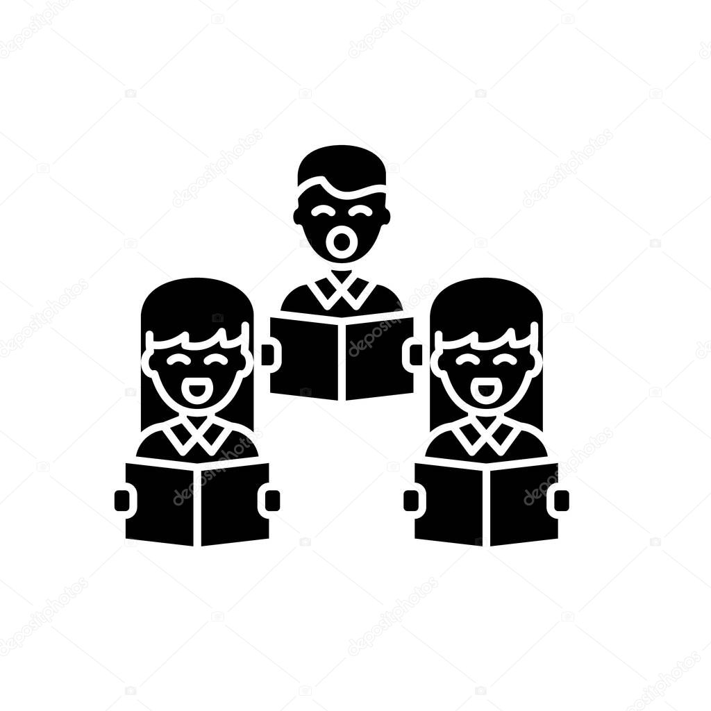 Icono negro de canto coral, signo vectorial sobre fondo aislado ...