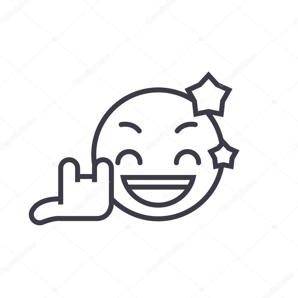 Rock Star Emoji concepto de línea editable vector, icono de concepto ...
