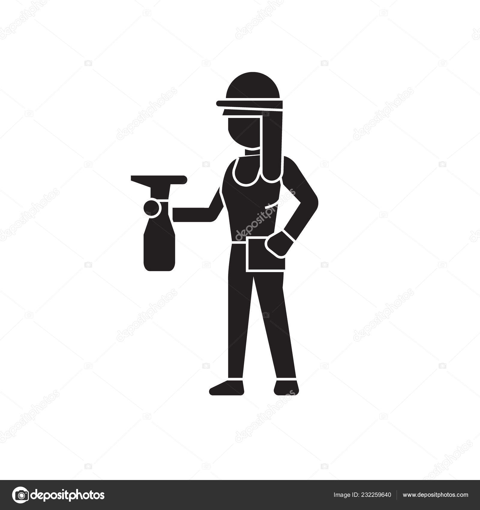 Girl With A Sprayer Black Vector Concept Icon Girl With A Sprayer Flat