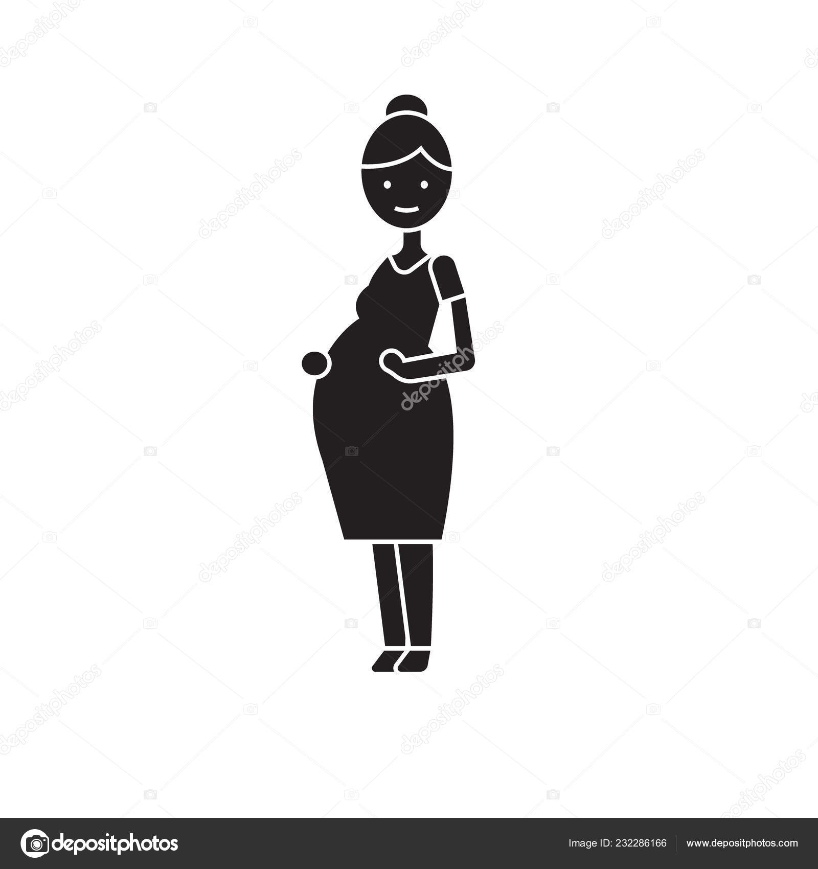 Pregnant Woman Black Vector Concept Icon Pregnant Woman Flat