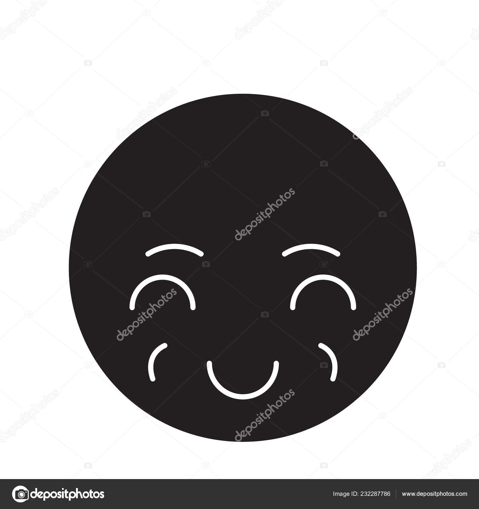 Ikon konsep vektor hitam emoji Sly. Ilustrasi datar emoji licik, tanda ...