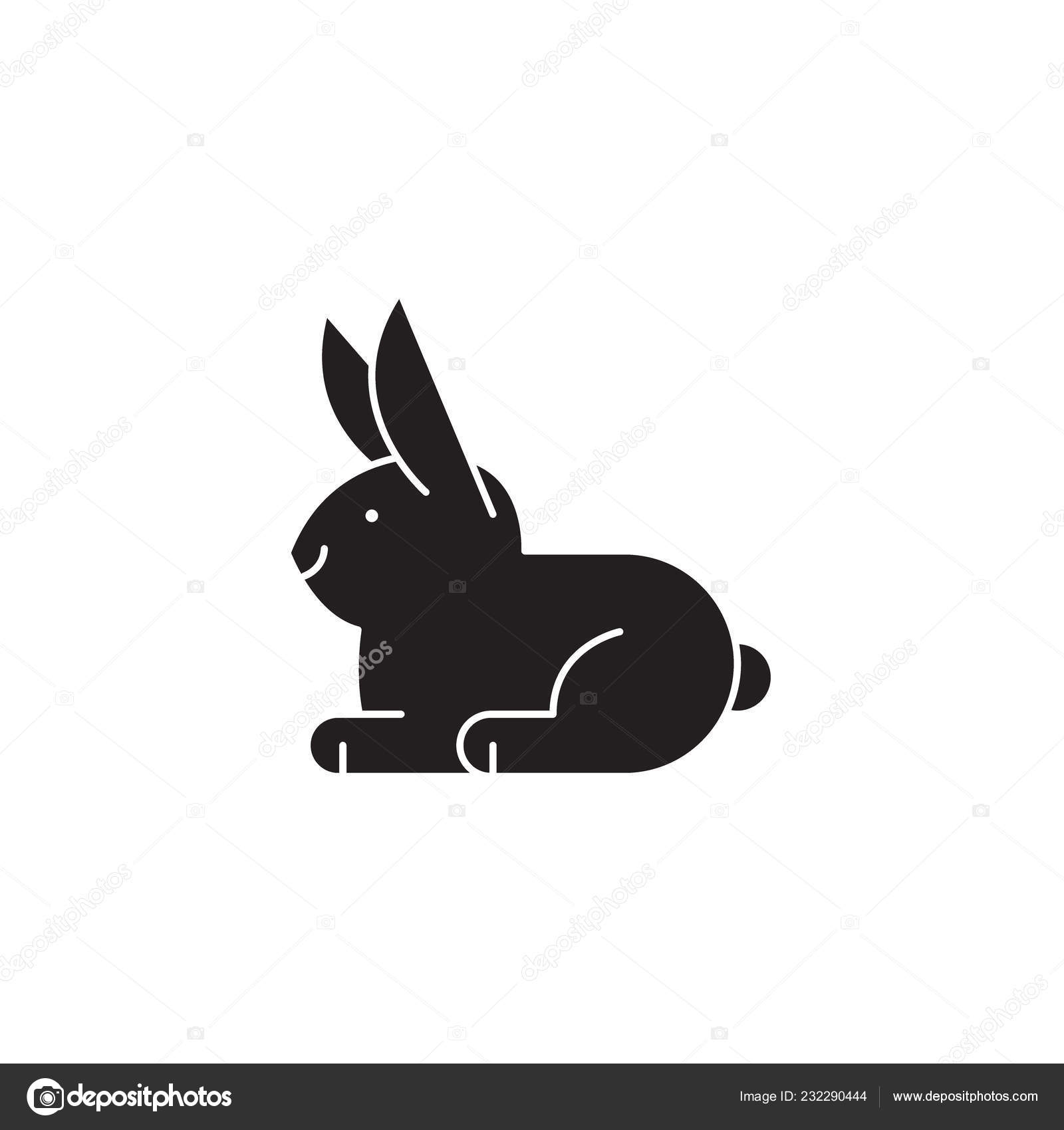 White rabbit black vector concept icon. White rabbit flat illustration ...