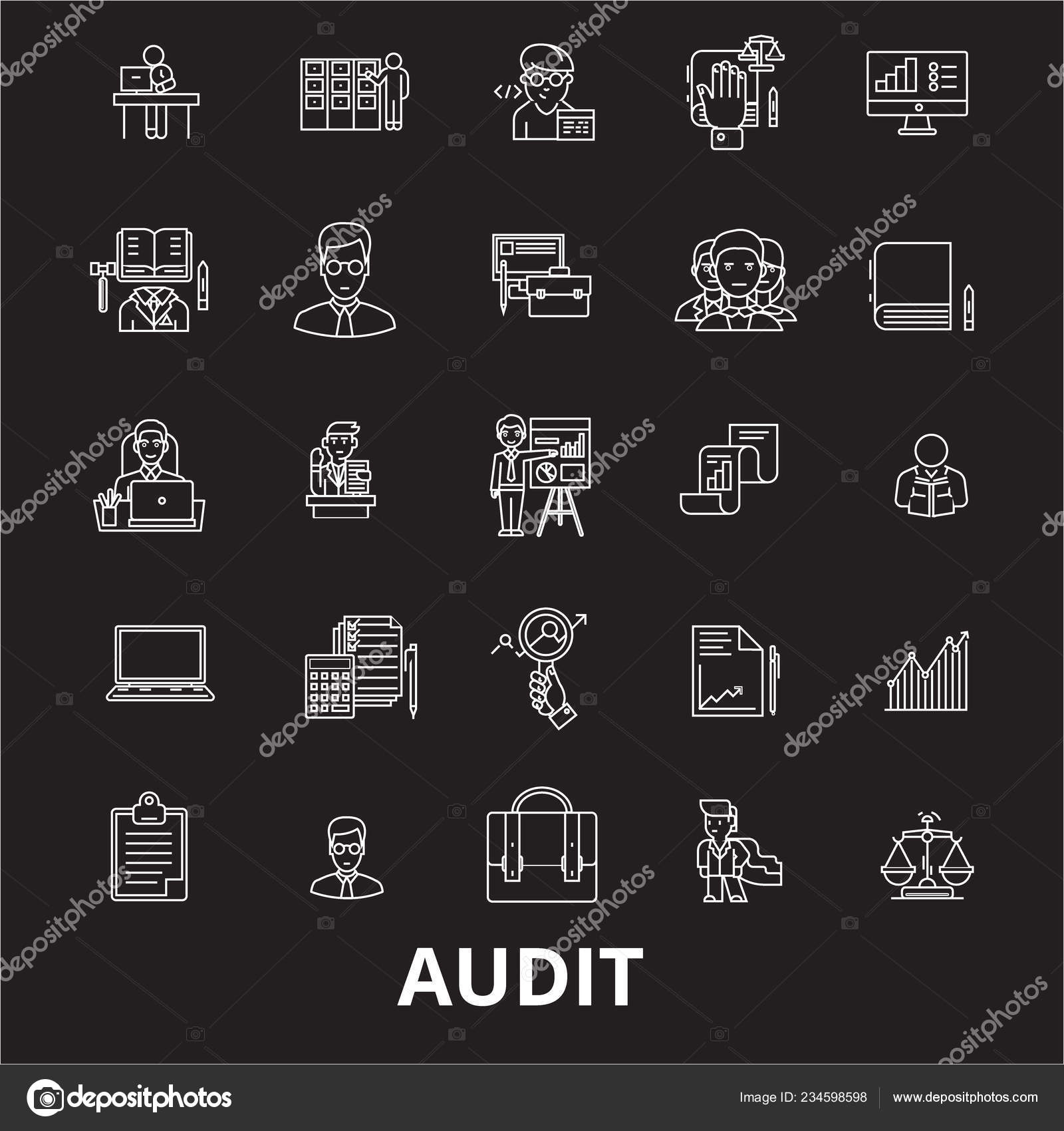 Image vectorielle Audit des icônes de ligne modifiables ensemble ...