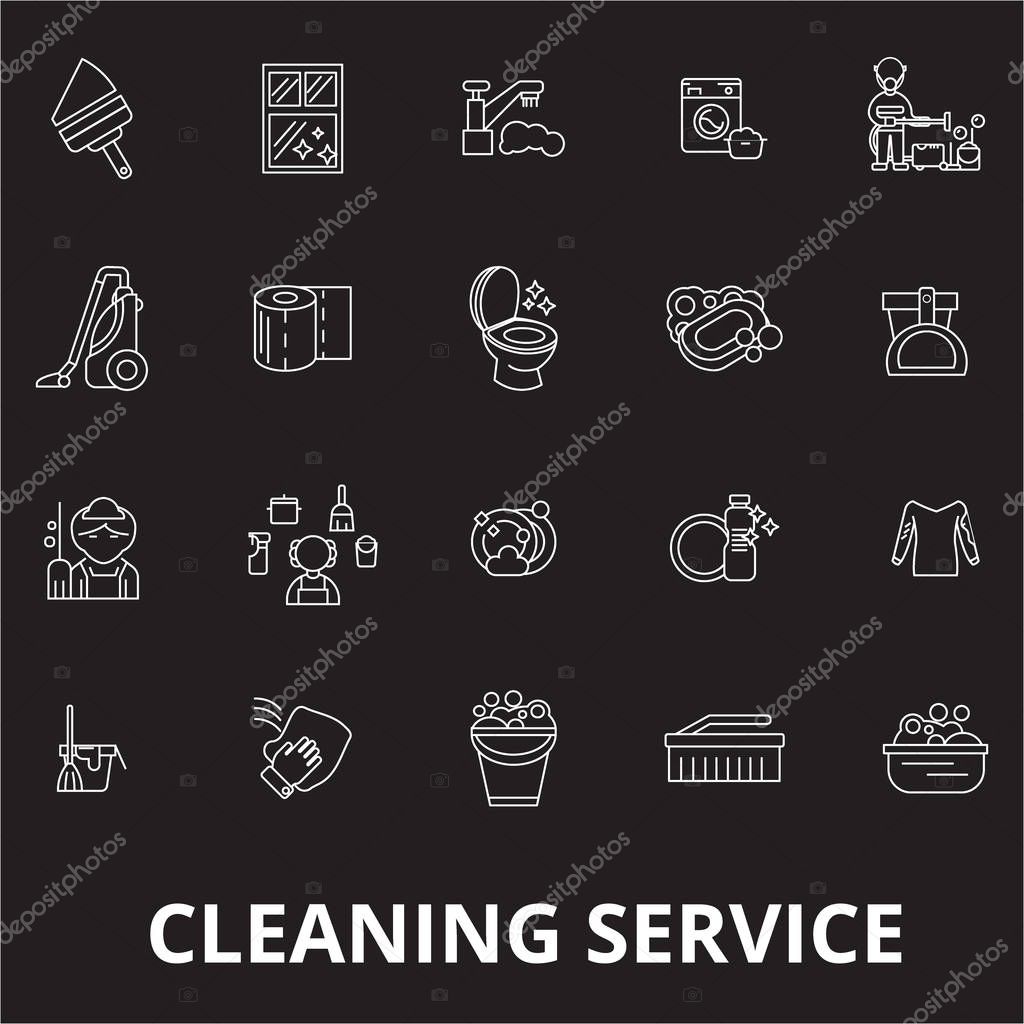 Servicio de limpieza de línea editable iconos vector conjunto sobre ...