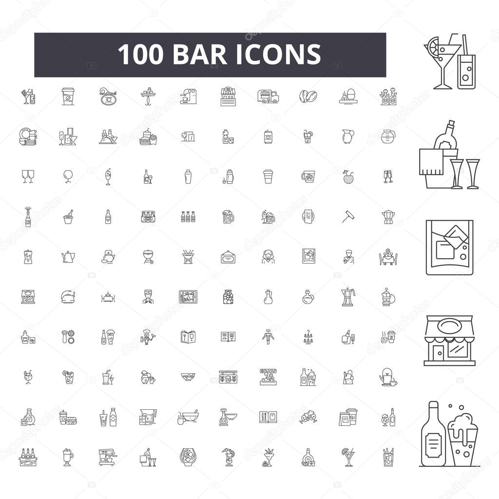Iconos de línea editables de la barra, sistema del vector 100 ...