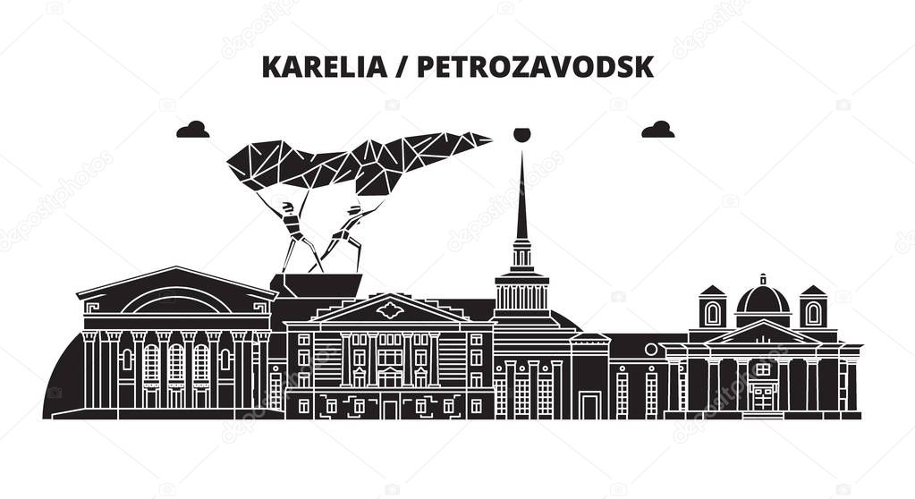 Rusia, Karelia, Petrozavodsk. Ciudad skyline: arquitectura, edificios, calles, silueta, paisaje ...