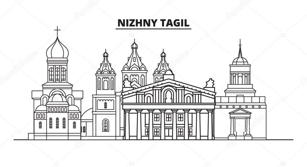 Rusia, Nizhny Tagil. Ciudad skyline: arquitectura, edificios, calles, silueta, paisaje, panorama ...