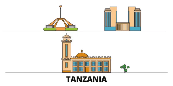 Tanzania silhouette skyline, vector city, tanzanian linear architecture ...