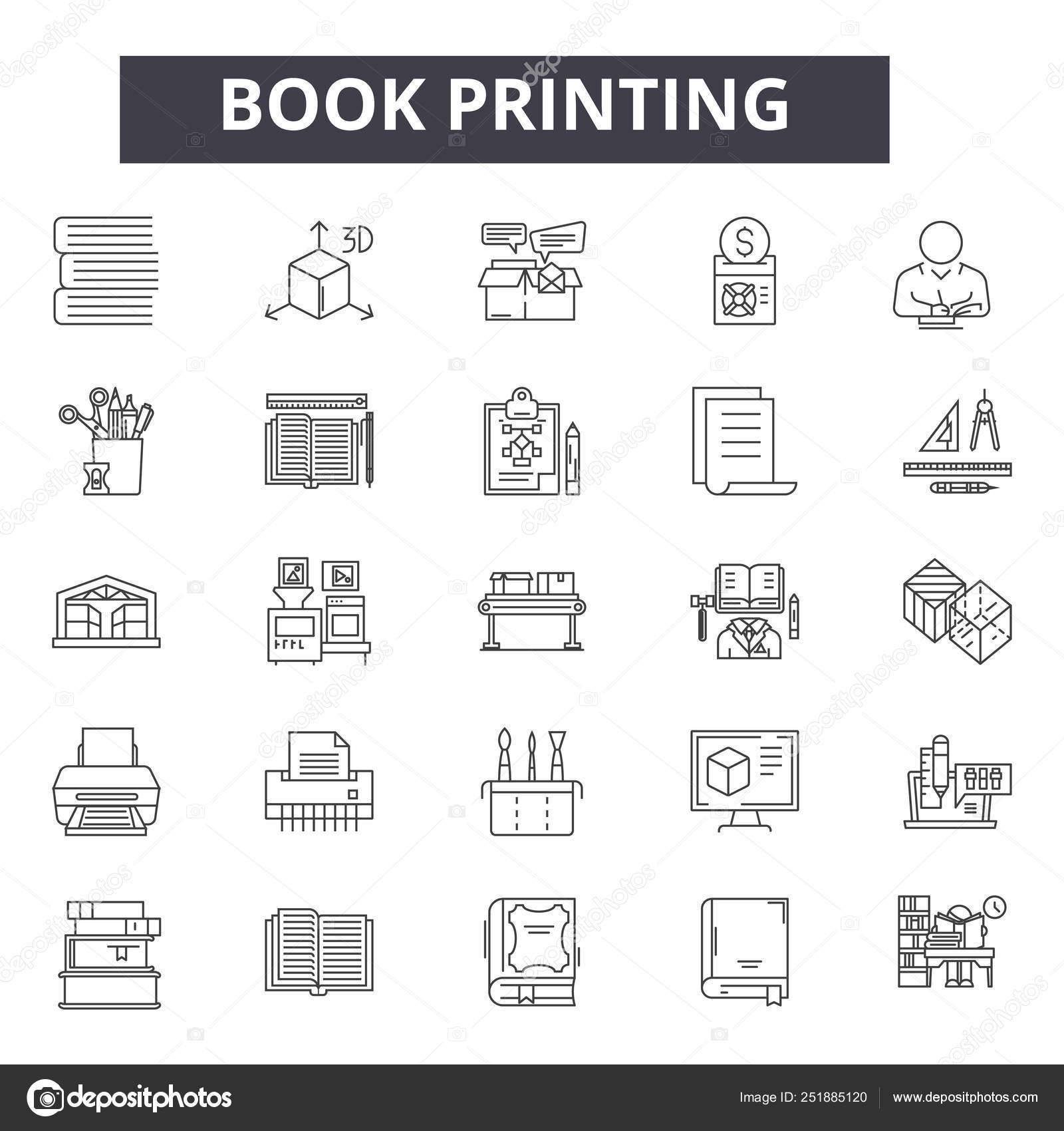 Book printing line icons for web and mobile design. Editable stroke ...