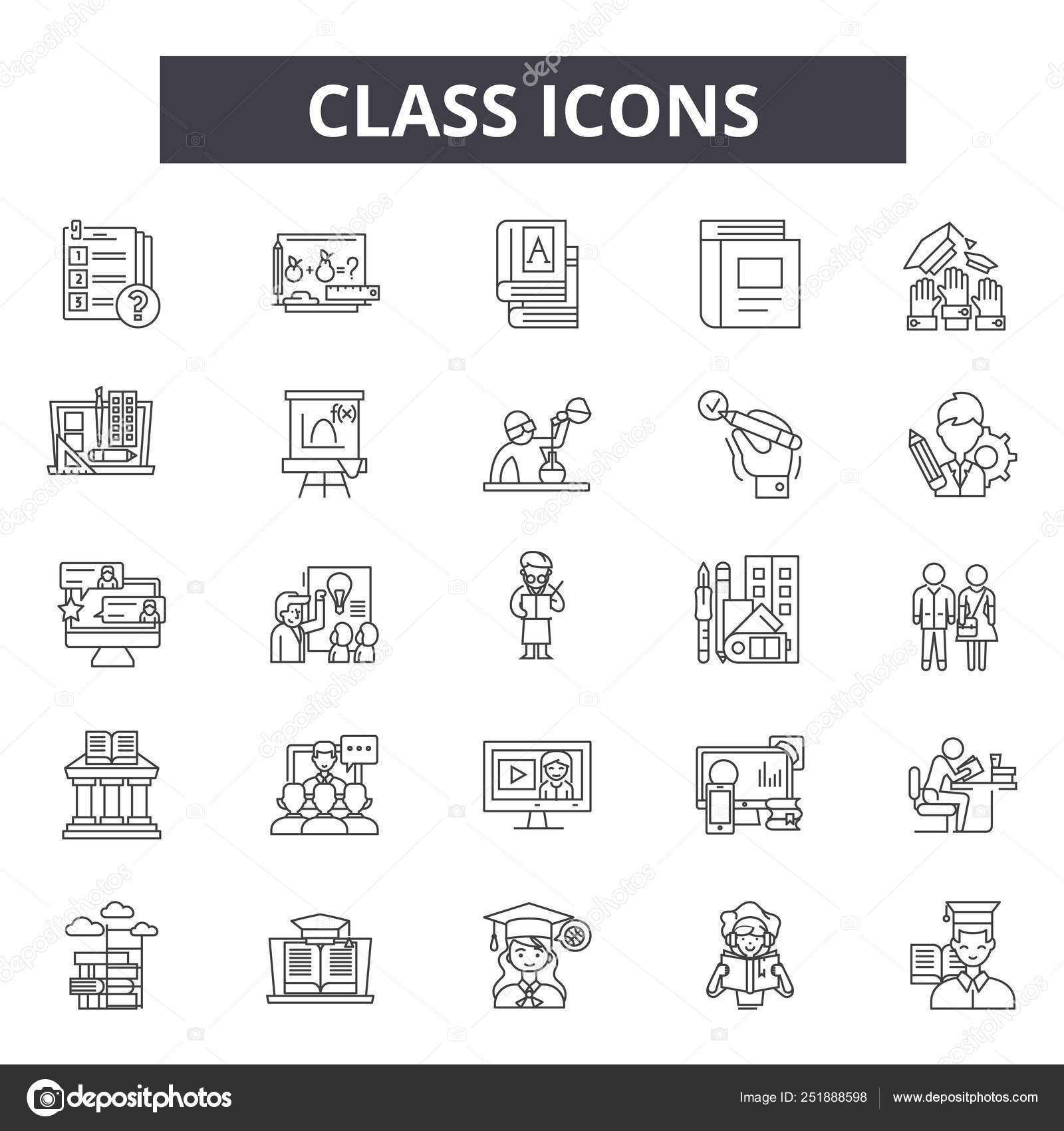 Class line icons for web and mobile design. Editable stroke signs ...