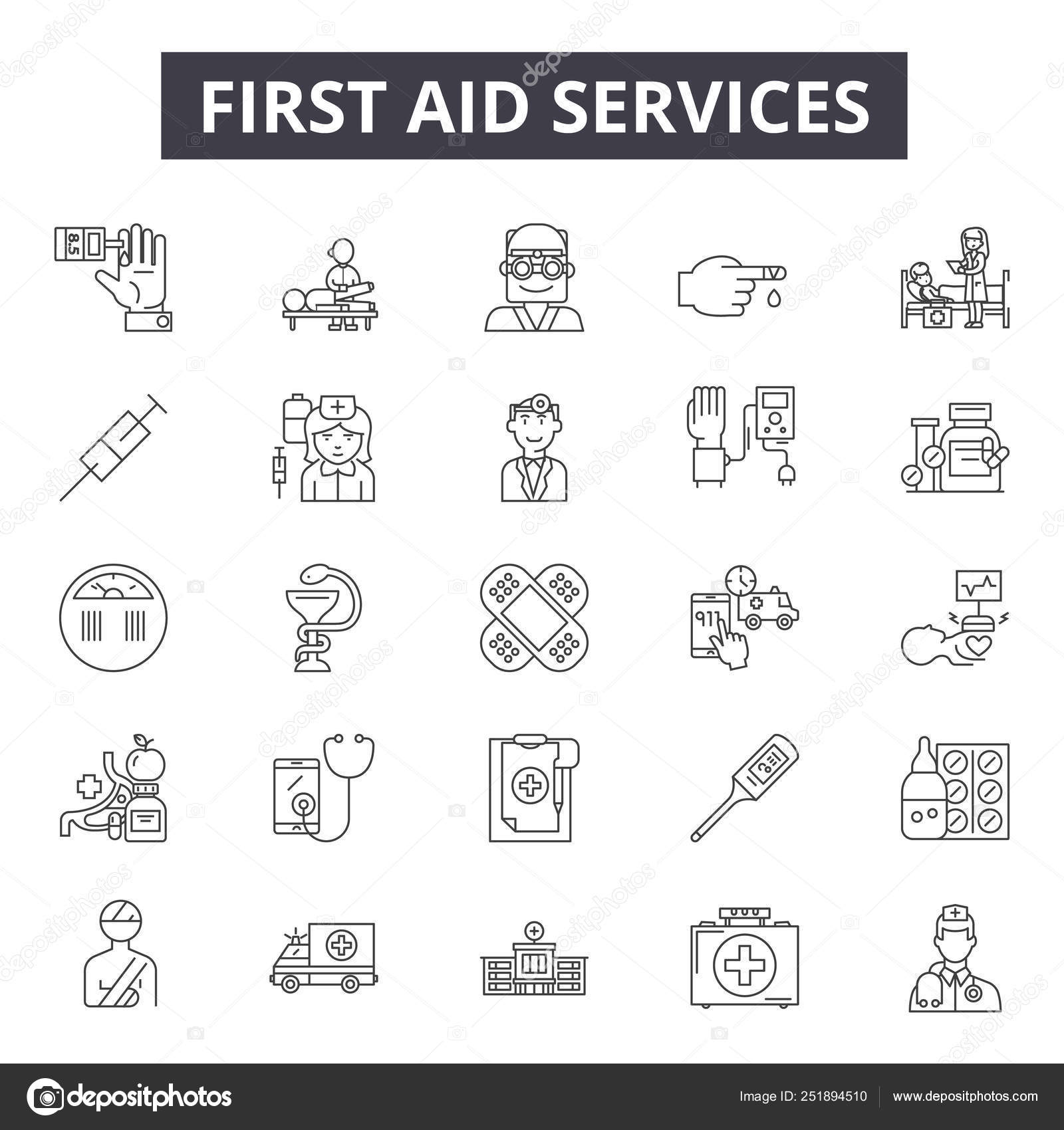 First aid services line icons for web and mobile design. Editable ...