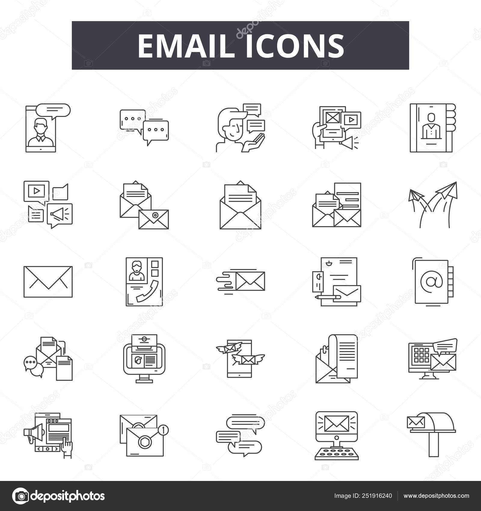 Email line icons for web and mobile design. Editable stroke signs ...