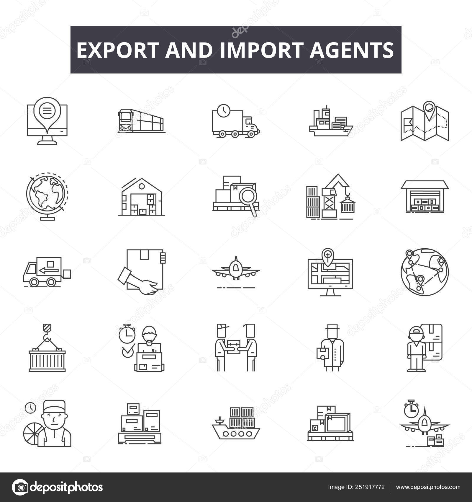 Export and import agents line icons for web and mobile design. Editable ...