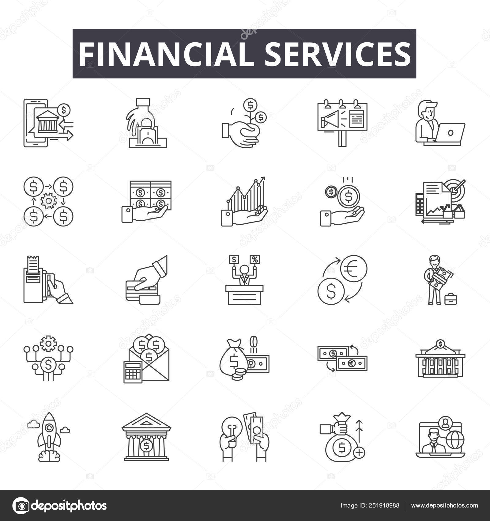 Financial services line icons for web and mobile design. Editable ...