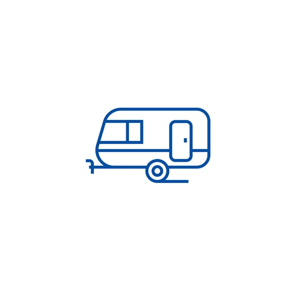Caravan car line icon concept. Caravan car vector linear illustration ...