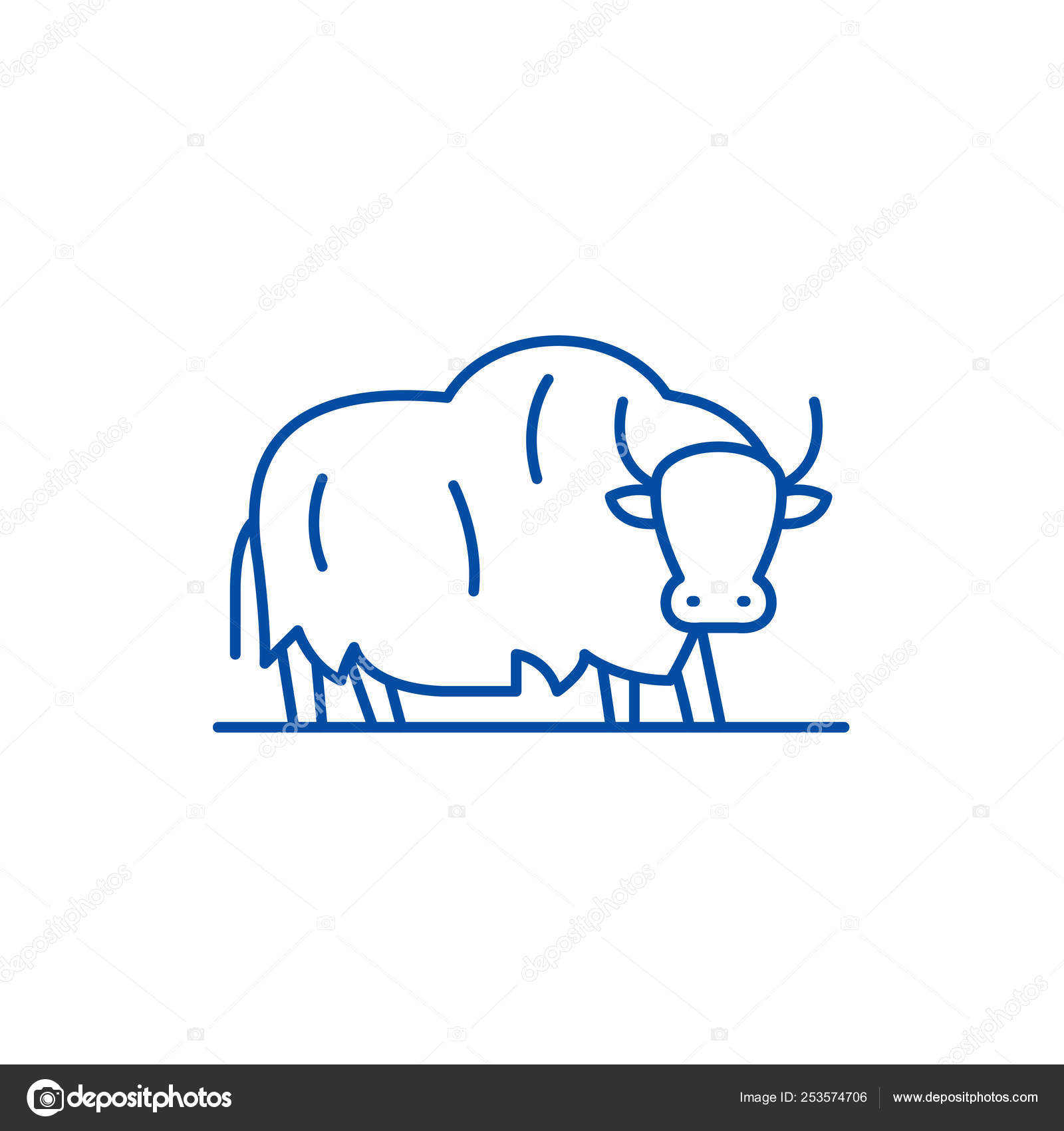 Yak line icon concept. Yak flat vector symbol, sign, outline ...