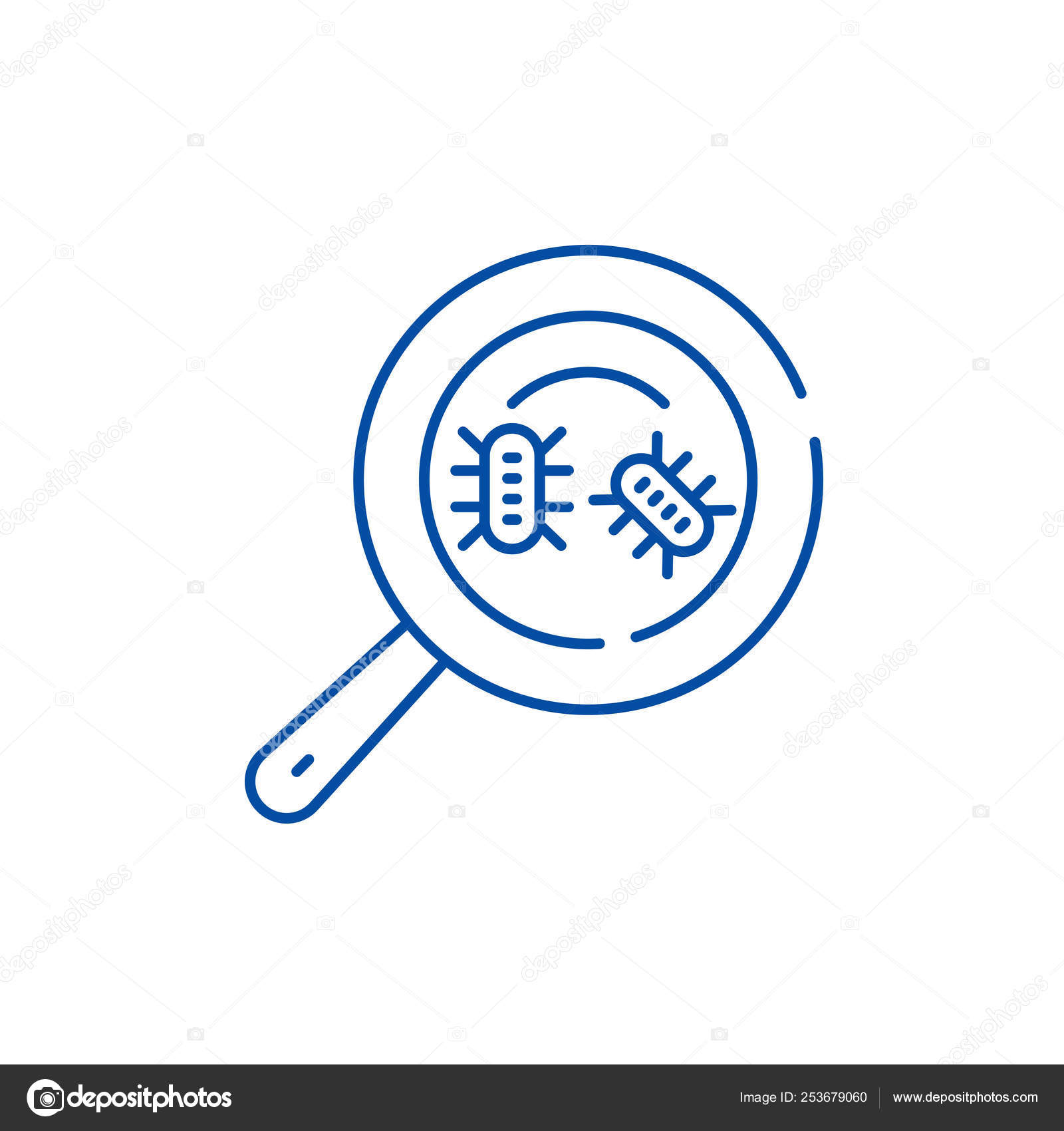 Microbial analysis line icon concept. Microbial analysis flat vector ...