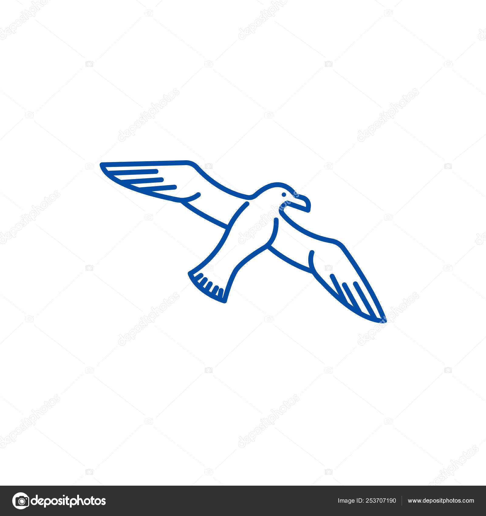 Gull,seagull line icon concept. Gull,seagull flat vector symbol, sign ...